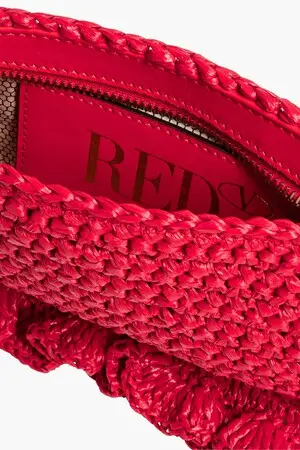 Red Valentino Rock Ruffle Raffia Shoulder Bag
