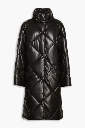 STAND STUDIO Anissa Quilted Faux Leather Down Coat