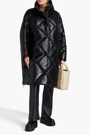 STAND STUDIO Anissa Quilted Faux Leather Down Coat