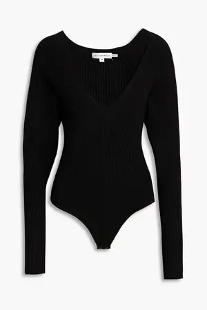 Good American Ribbed-Knit Bodysuit Black