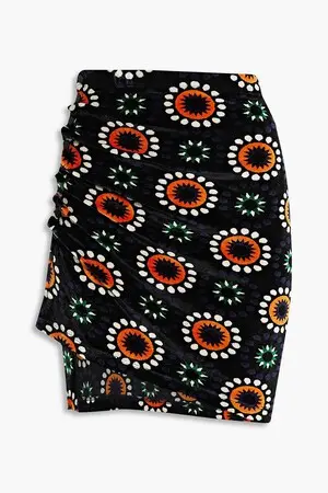 Rabanne Printed Velour Mini Skirt