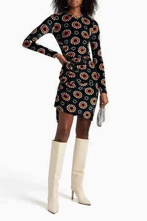 Rabanne Printed Velour Mini Skirt