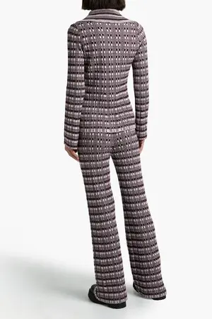 Cordova Chalet Checked Ribbed Merino Wool Cardigan