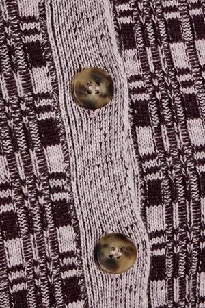 Cordova Chalet Checked Ribbed Merino Wool Cardigan