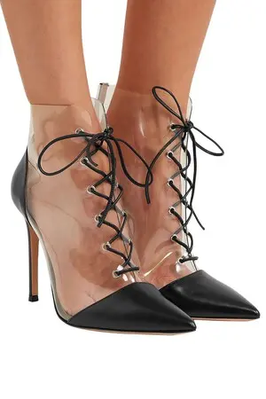 GIANVITO ROSSI Paneled Lace-up Ankle Boots