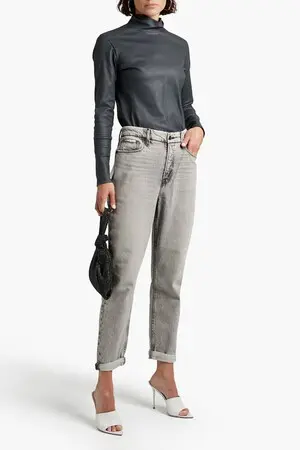 Good American Distressed High Rise Straight Leg Jeans