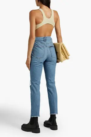 Good American Good Classic Distressed High Rise Slim Leg Jeans
