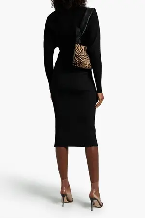 Good American Ribbed Knit Midi Skirt With Side Slit