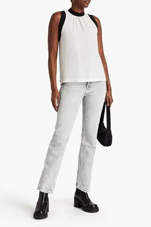 Rag & Bone Tallulah Gathered Silk Crepe De Chine Top
