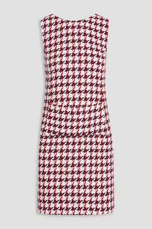 Oscar De La Renta Houndstooth Cotton-blend Tweed Mini Dress
