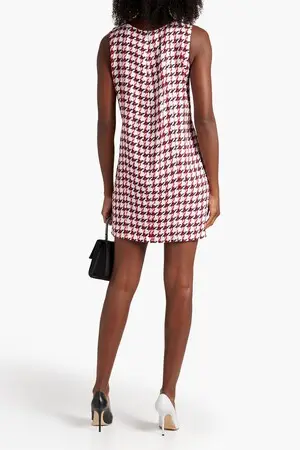 Oscar De La Renta Houndstooth Cotton-blend Tweed Mini Dress