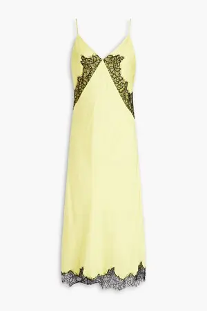 Rag & Bone Rag & Bone Logan Lace-Trimmed Midi Slip Dress - Bright Yellow
