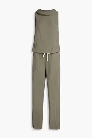 Monrow Draped Crepe Jumpsuit - Army Green