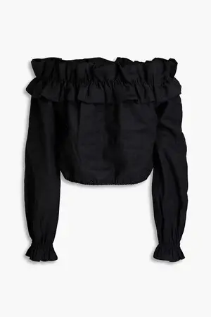 Cami Nyc Cala Offtheshoulder Cropped Linengauze Top