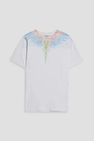MARCELO BURLON COUNTY OF MILAN Bezier Wings Printed Cottonjersey Tshirt - White