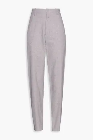 MARANT ETOILE Houndstooth Cotton And Linen-blend Tapered Pants - Lilac