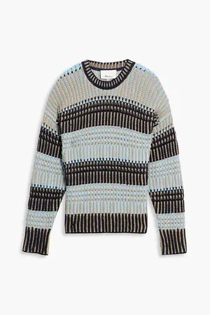 3.1 Phillip Lim Striped Jacquardknit Sweater - Light Blue