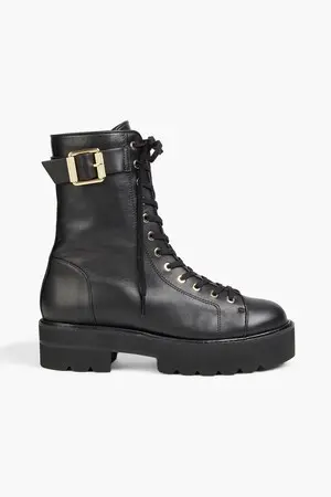 STUART WEITZMAN Ryder Ultralift Leather Platform Combat Boots