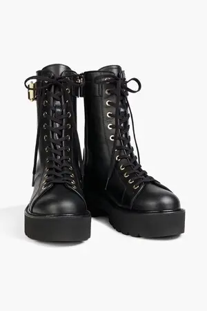 STUART WEITZMAN Ryder Ultralift Leather Platform Combat Boots