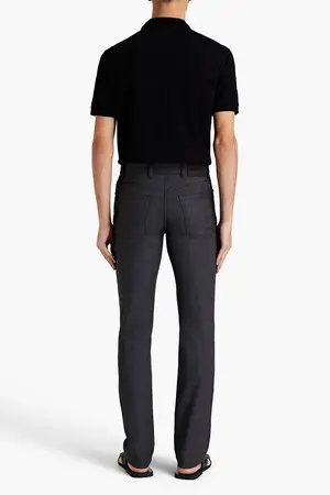 Zegna Slim-fit Wool-blend Trousers - Dark Gray