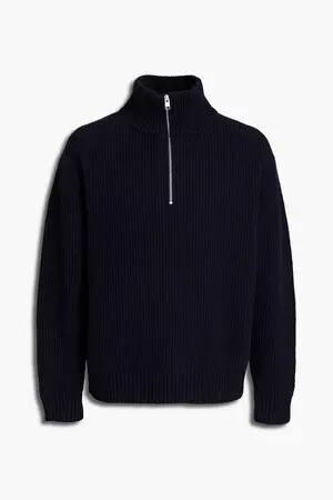 FRAME Ribbed Wool Halfzip Sweater Navy