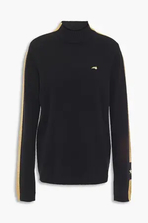 Bella Freud Metallic Striped Cashmereblend Turtleneck Sweater - Black