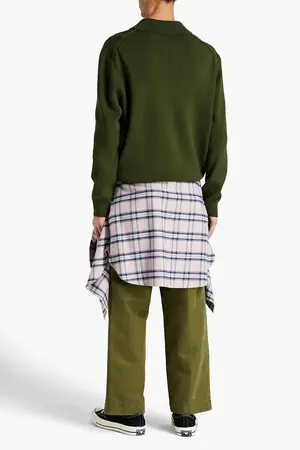 FRAME Ribbed Cotton And Cashmereblend Halfzip Polo Sweater