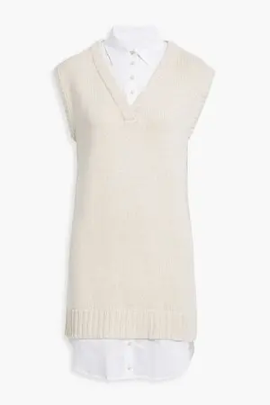 Naadam Poplinpaneled Woolblend Mini Dress