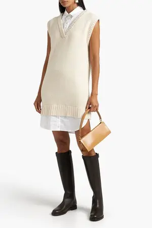 Naadam Poplinpaneled Woolblend Mini Dress
