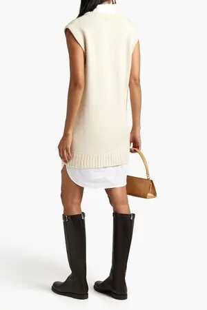 Naadam Poplinpaneled Woolblend Mini Dress