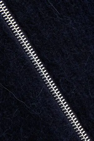 GANNI Brushed Ribbedknit Zipup Sweater
