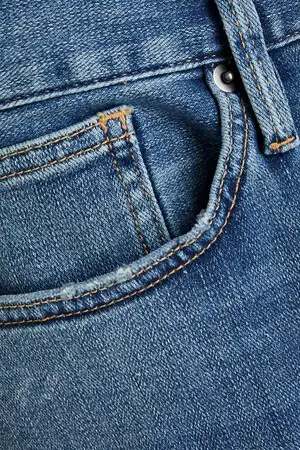 FRAME Skinny Fit Faded Denim Jeans - Mid Denim