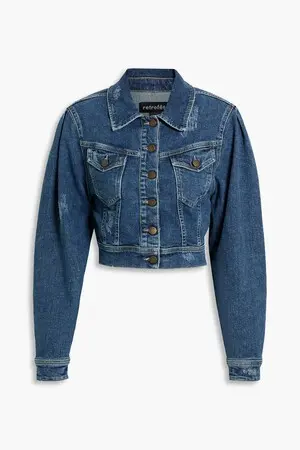Retrofete Daria Cropped Distressed Denim Jacket