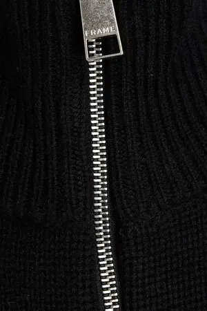 FRAME Wool Zipup Sweater - Black