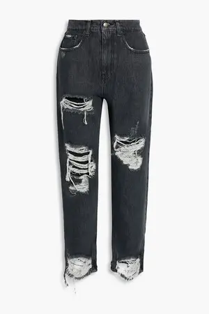 Retrofete Maggie Distressed High-rise Straight-leg Jeans