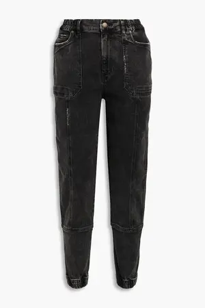 Retrofete Carter Distressed Highrise Tapered Jeans - Charcoal