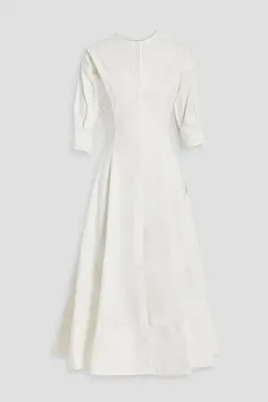 Co Cotton-Poplin Midi Shirt Dress With Gathered Sleeves - White