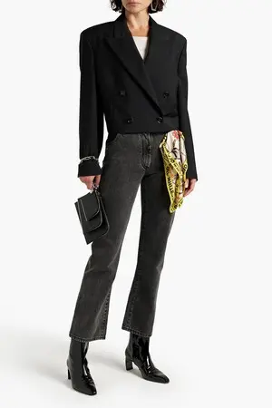 Off-White Midrise Bootcut Jeans - Dark Gray