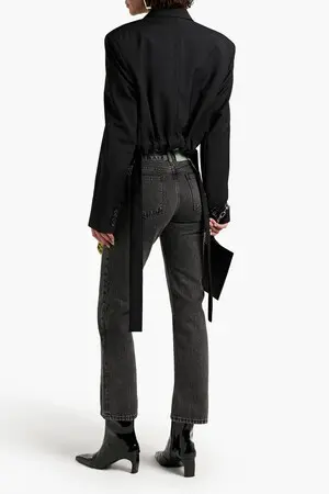 Off-White Midrise Bootcut Jeans - Dark Gray