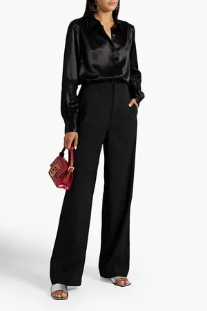 Co Name' Corded Lace Paneled Silk-satin Shirt