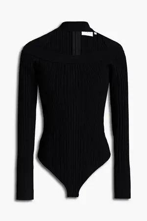 Herve Leger Cutout Ribbed Bandage Bodysuit - Black
