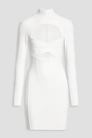 Herve Leger Cutout Ribbedknit Mini Dress