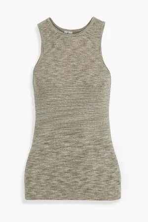 Tibi Ribbed Marled Cotton Tank Gray
