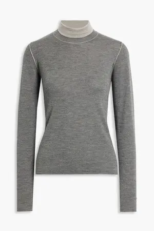 FERRAGAMO Mélange Cashmere Turtleneck Sweater - Gray