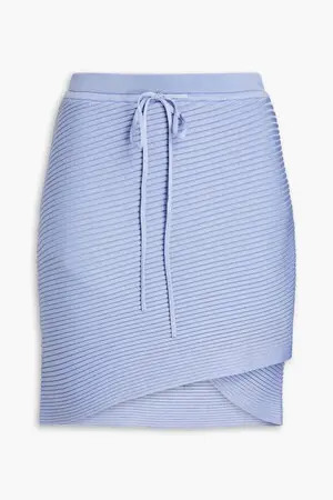 Simkhai Sydney Wrapeffect Ribbedknit Mini Skirt - Light Blue