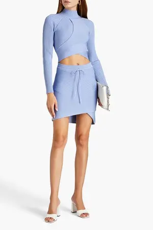 Simkhai Sydney Wrap-effect Ribbed Knit Mini Skirt