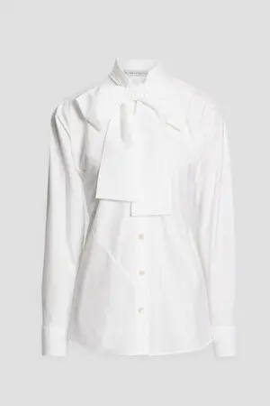 Palmer//harding Pussybow Cottonblend Poplin Blouse - White