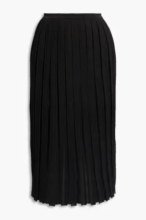 FERRAGAMO Pleated Silk Mesh Midi Skirt