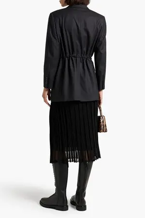 FERRAGAMO Pleated Silk Mesh Midi Skirt