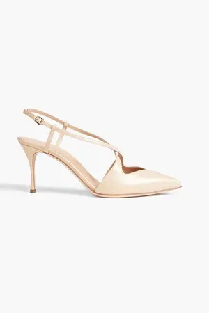 SERGIO ROSSI Cutout Leather Slingback Pumps